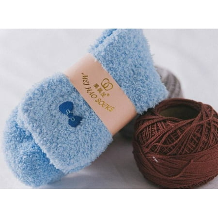 Women's Candy Color Sweet Bow Fuzzy Socks Autumn Winter Cozy Socks Bed ...