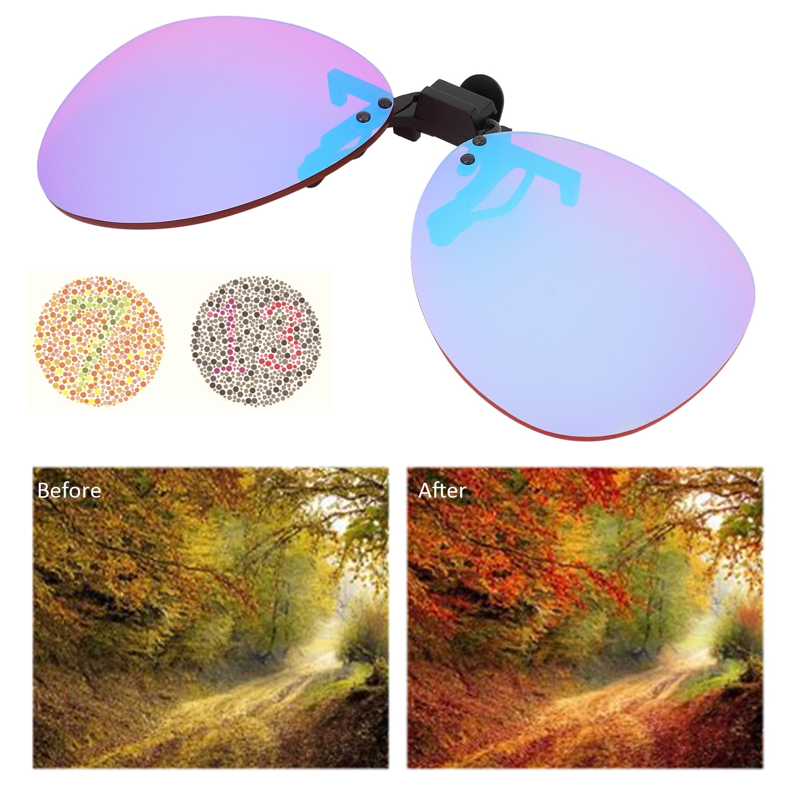 Noref Red Green Corrective Glasses,Color Blind Glasses Outdoor Round ...