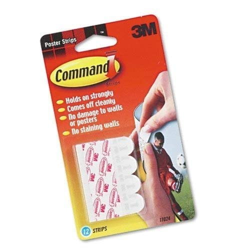 3M : Command Adhesive Poster Strips, White, 12 Strips per Pack -:- Sold ...