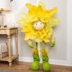 21.5" Pink Tan and Light Green Spring Floral Standing Sunflower Girl ...