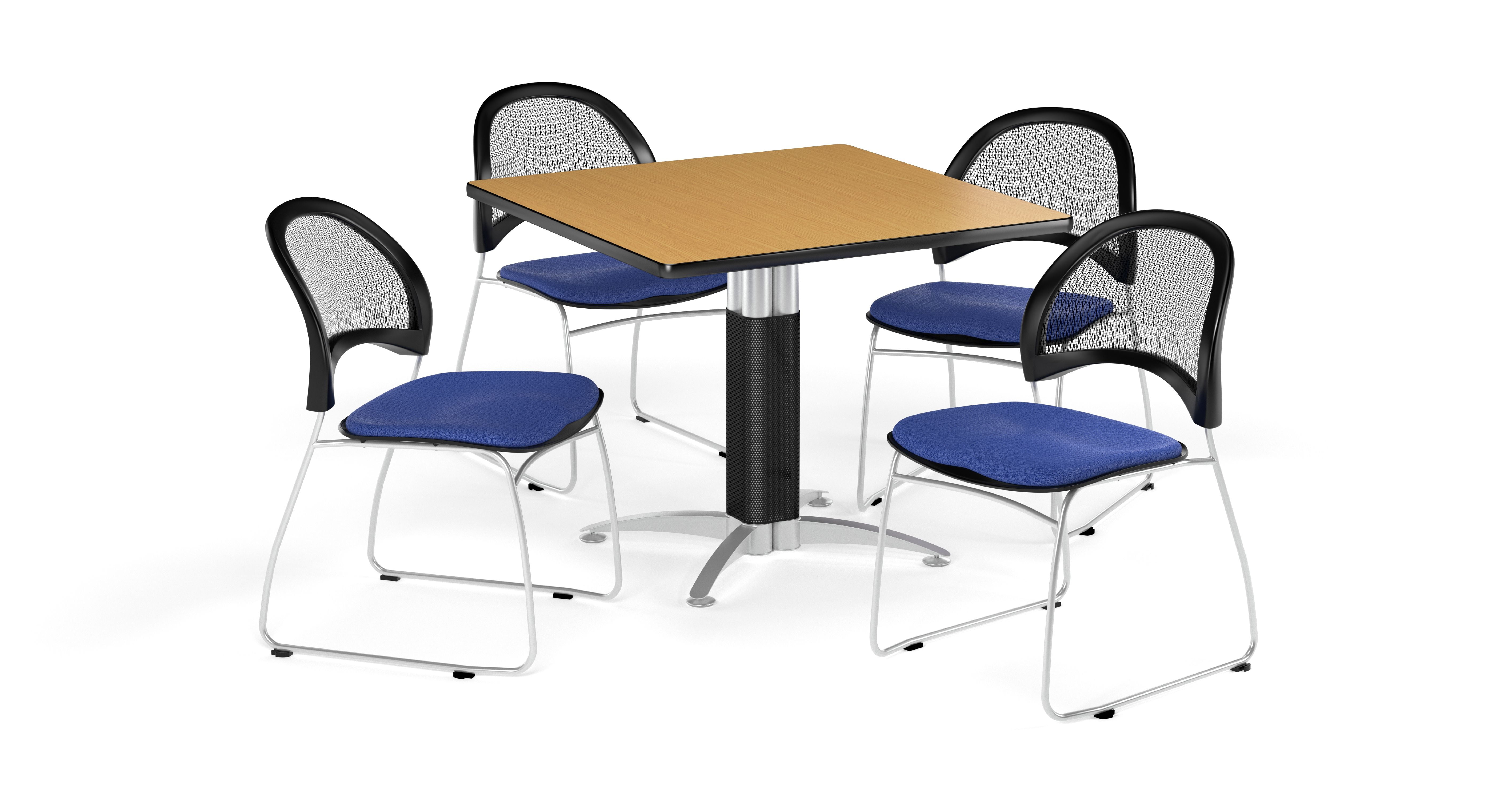 OFM Multi-Use Break Room Package, 36" Square Table with Moon Stack ...
