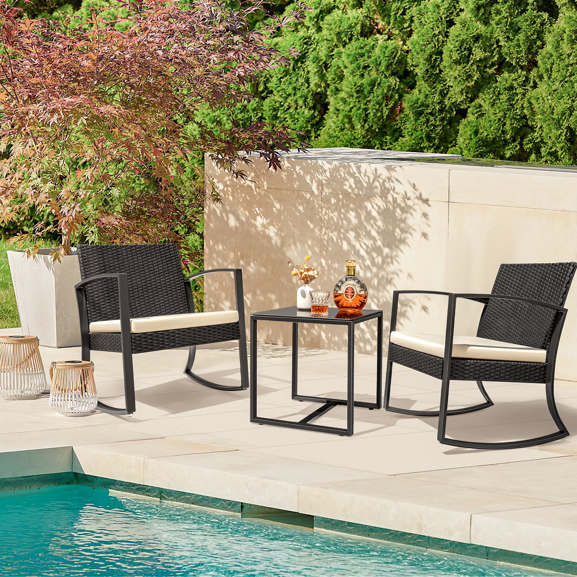 Homall Patio Furniture Set Outdoor Rocker All Weather PP Rocking Chair ...