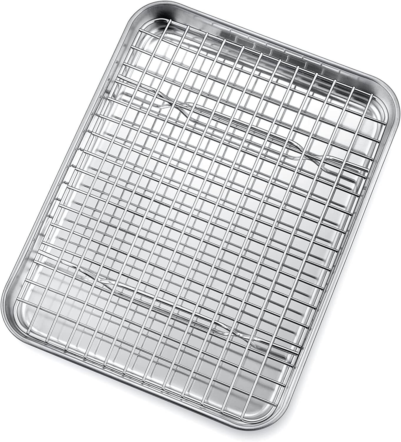 10 Inch Baking Pan with Rack set of 2, Stainless Steel Small Toaster ...