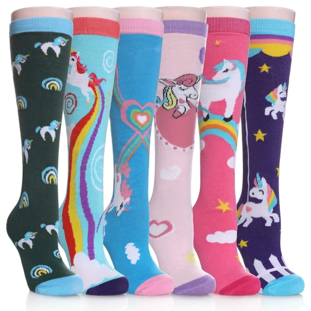 FNOVcO girls Knee High Socks cartoon Animal Patterns cotton Over calf ...
