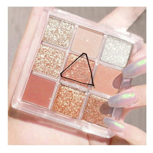 9 Colors Smokey Eyeshadow Palette, Transparent Toned Matte Glitter Eye ...