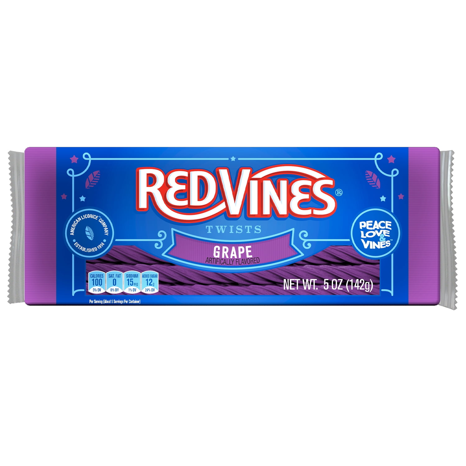 Red Vines Twists, Grape Licorice Chewy Candy, King Size 5oz Tray ...