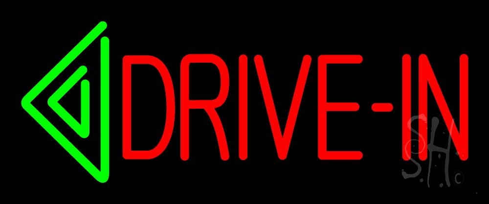 Red Drive In Green Arrow Block LED Neon Sign 10" Tall x 24" Wide ...