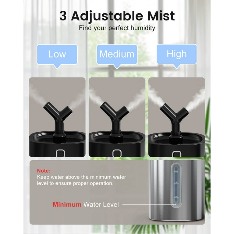 4L Large Room Humidifier FeeKaa Stainless Steel Ultrasonic Cool Mist ...