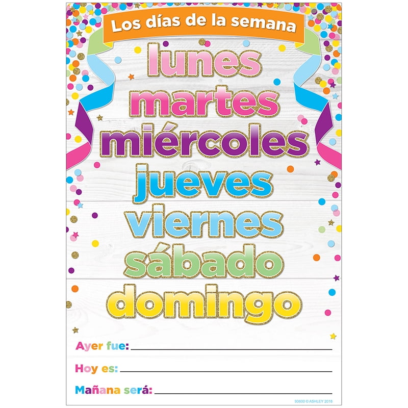 CHART SPANISH DAYS OF THE WEEK Walmart CHART SPANISH DAYS OF THE WEEK Walmart