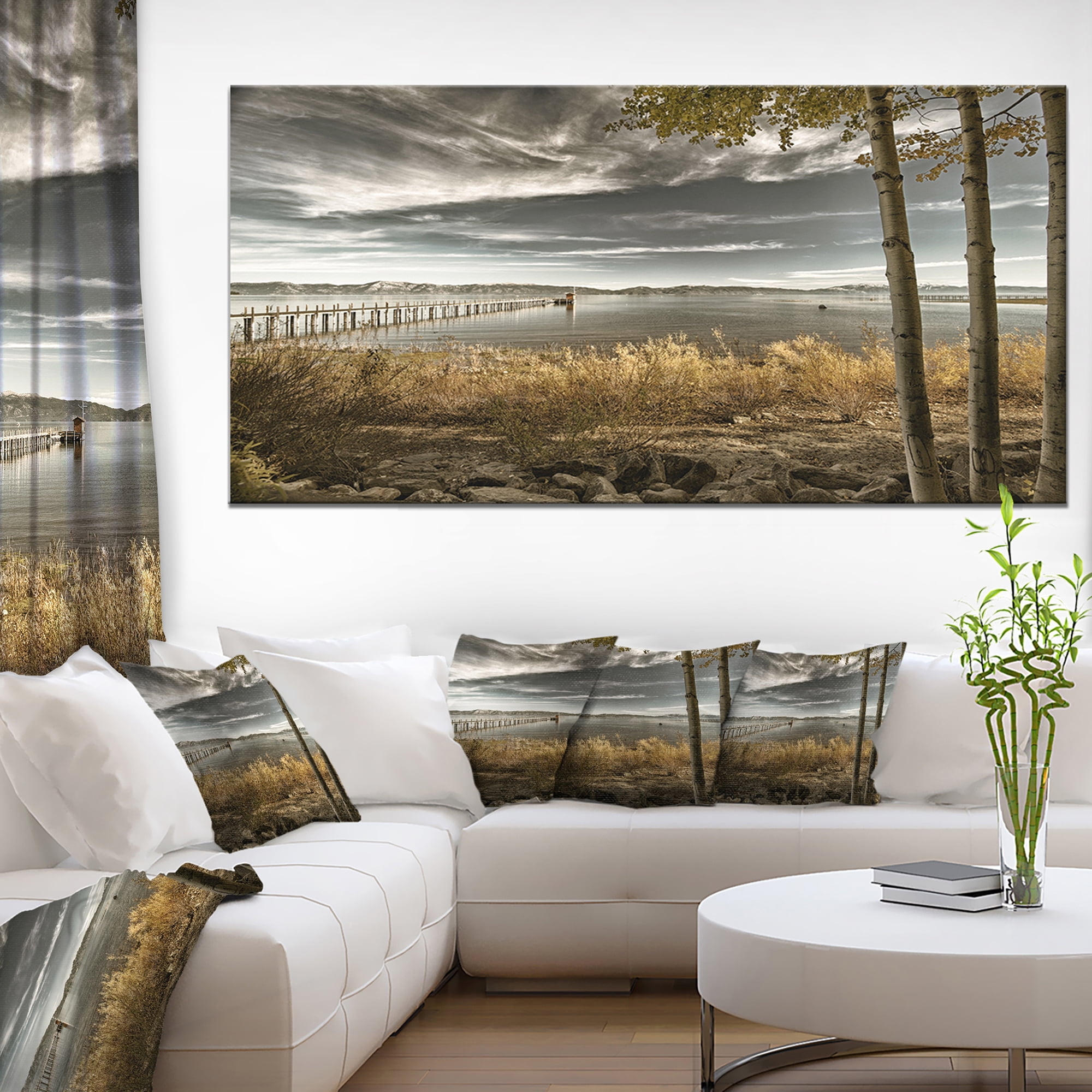 Designart Design Art - Pier In Brown Lake 60x28