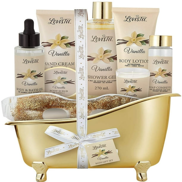 Lovestee Vanilla Bath and Body Spa Gift Basket for Women All Natural ...