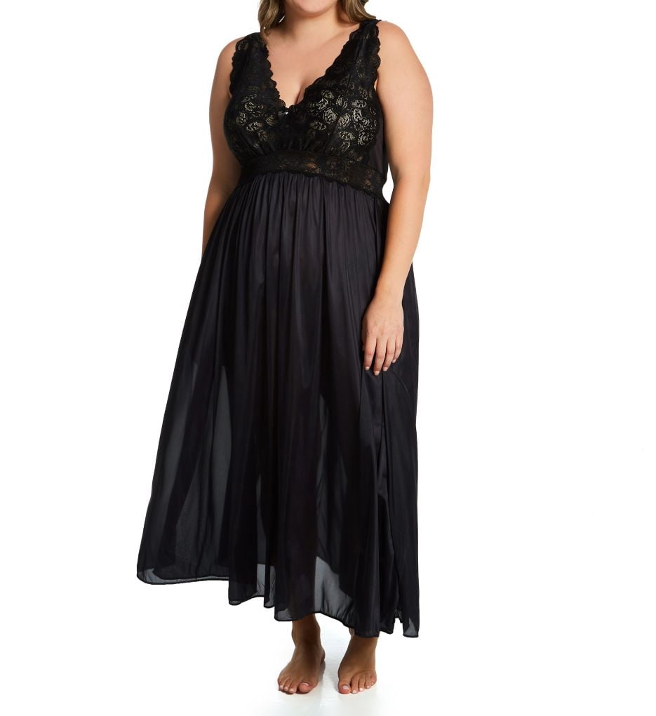 Women's Shadowline 31737X Plus Silhouette 53 Inch Gown (Black 3X ...
