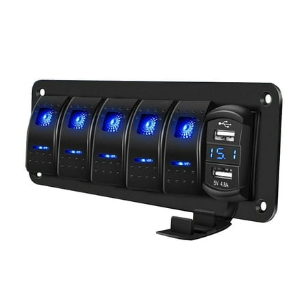 Aluminium Automotive Switch Panel Dual USB Blue Lighting Universal IP65 ...