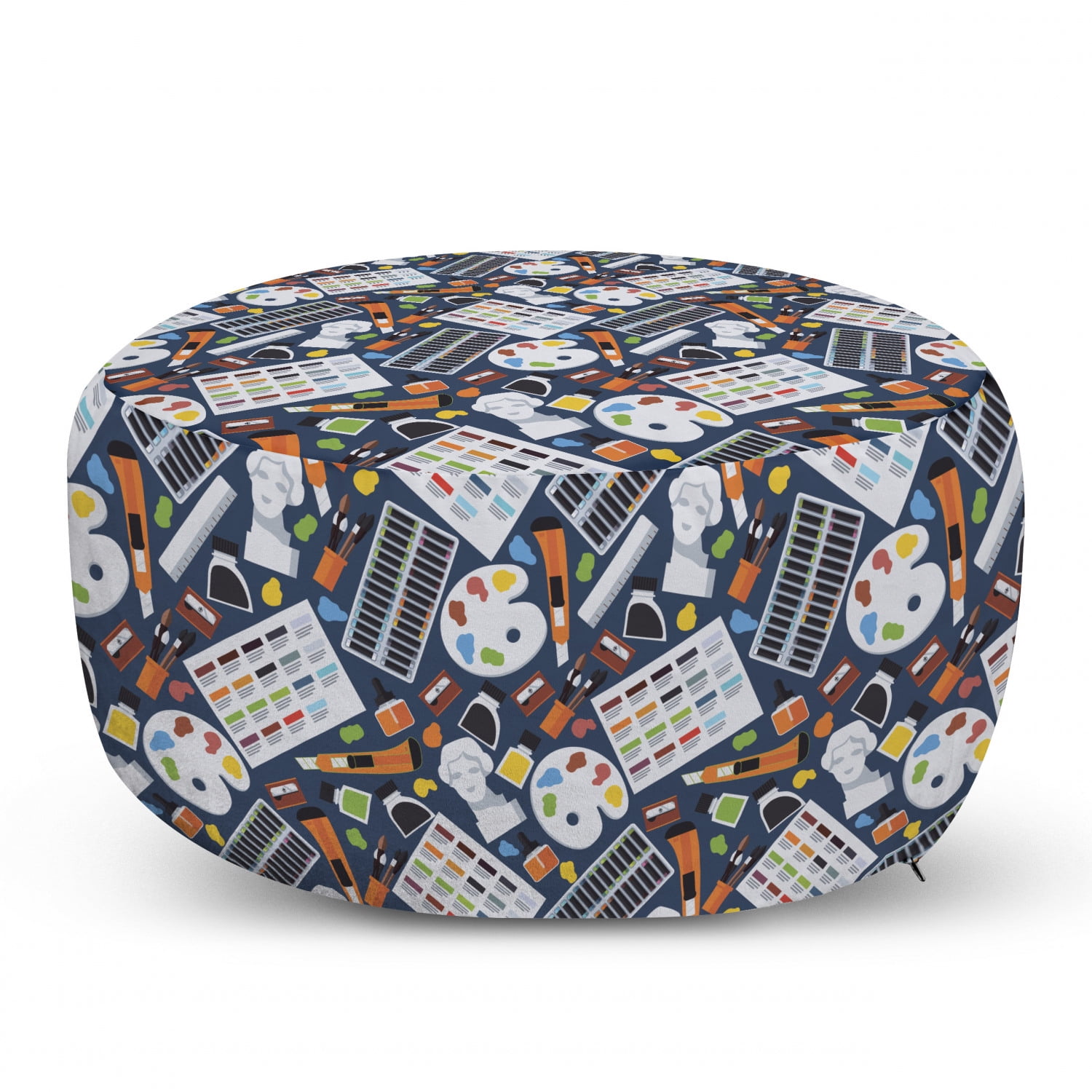 Colorful Pouf Cover with Zipper, Artist Supplies and Gypsum Head ...
