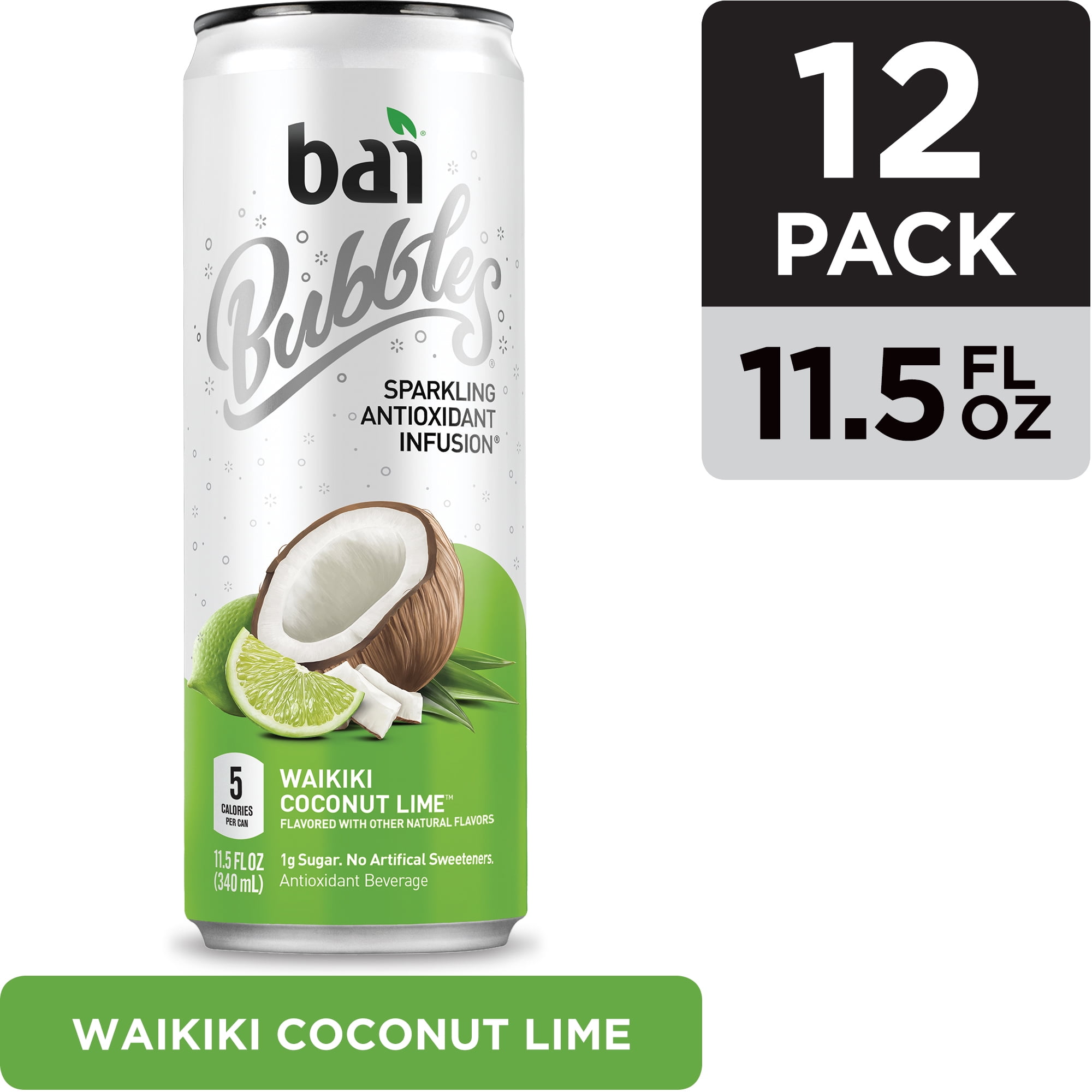 Bai Bubbles, Sparkling Water, Waikiki Coconut Lime, Antioxidant Infused ...