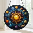 Celestial Solar System Stained Glass Suncatcher, Round Window Hanging ...