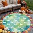 Easter Rabbits Washable Round Area Rug 7 ft, Abstract White Bunny ...