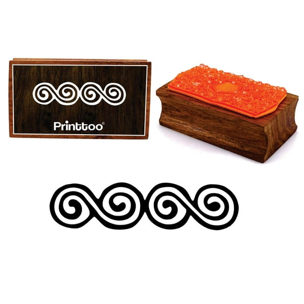 Printtoo Spiral Border Design Rectangular Wooden Rubber Stamp Block ...