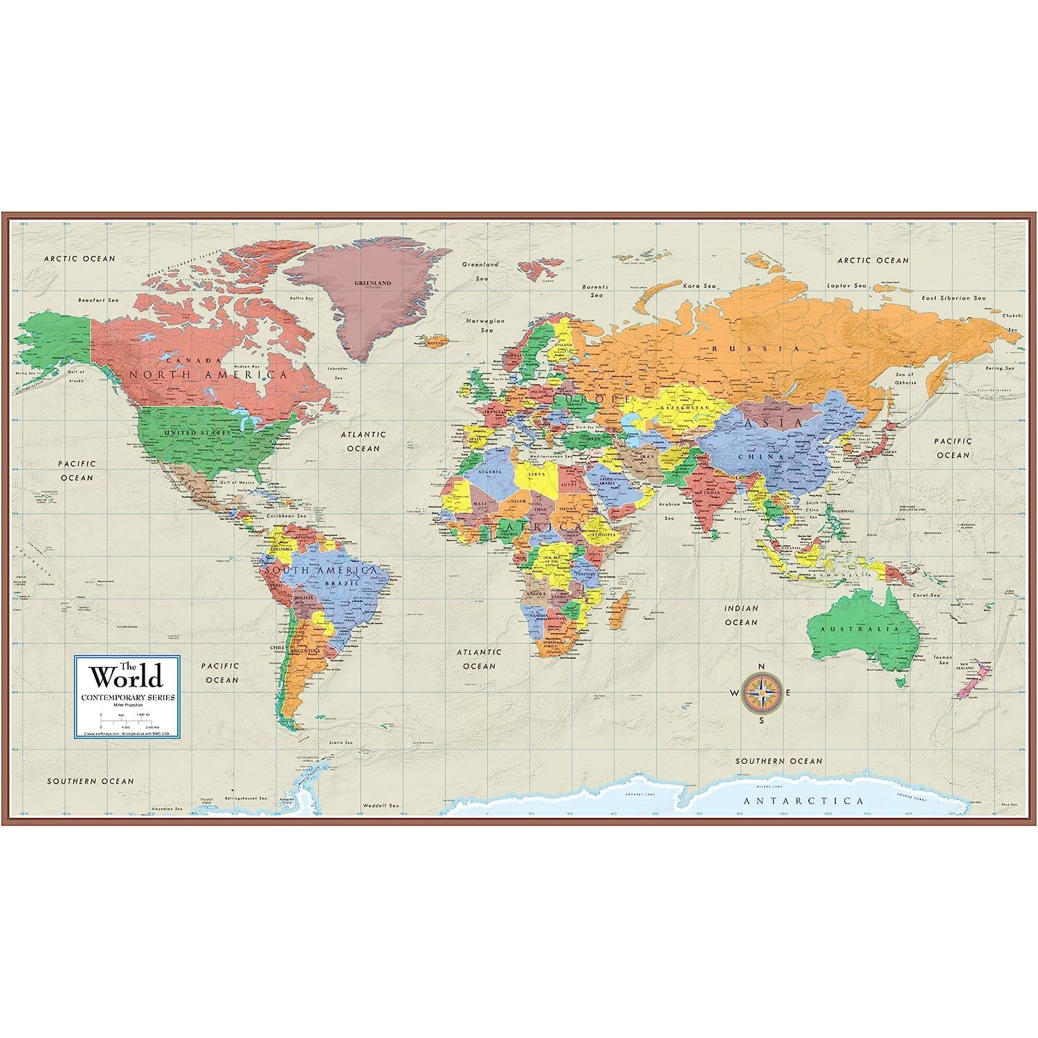 48x78 Huge World Contemporary Wall Map Laminated - Walmart.com