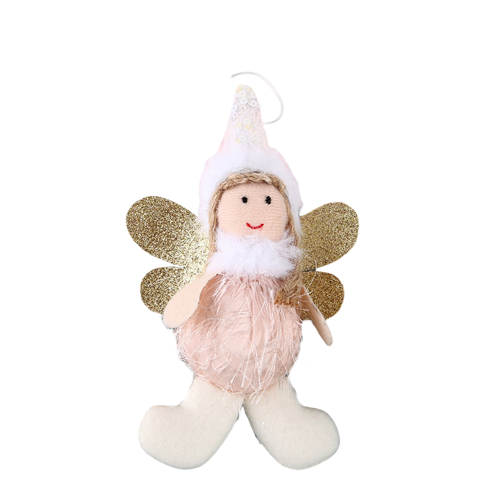 Yoone Christmas Angel Plush Doll Glitter Wing Plush Hat Golden Braid ...