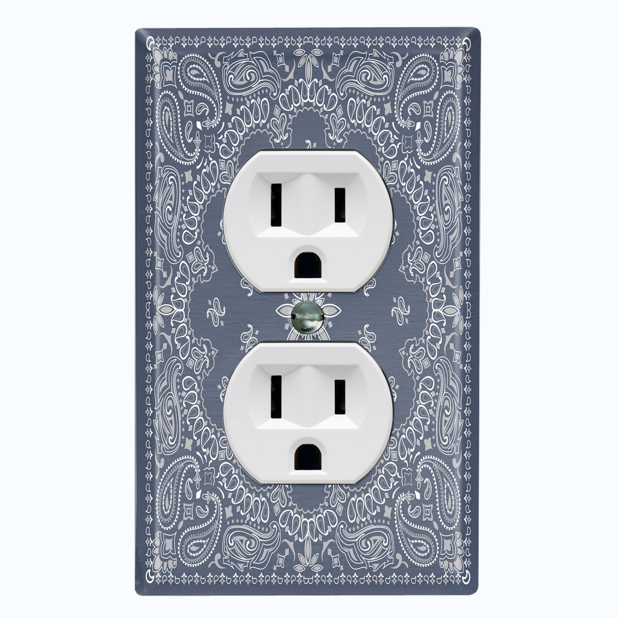 Metal Light Switch Plate Cover Gray Floral Bandana Paisley Tile Pattern ...