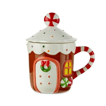 Holiday Time Gingerbread House Stackable Stoneware Mug with Metal Rack ...