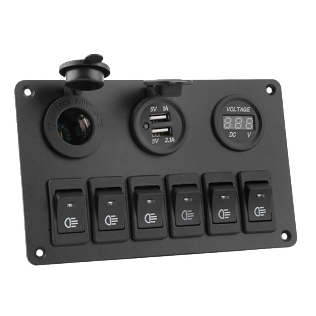 Panel de Interruptor Yotijar 35A LED Azul de Circuito de 6 arco Marino ...
