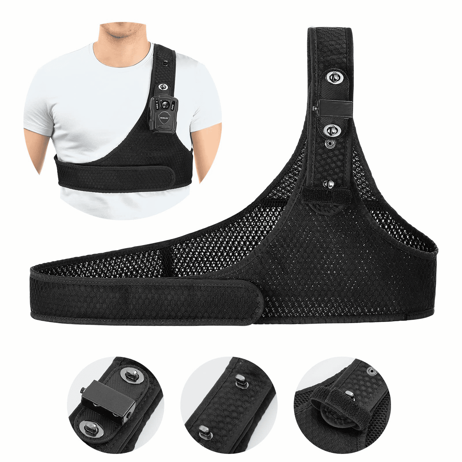 BOBLOV Body Camera Mount, Chest Vest, Durable Shoulder Single Vest for All Body Camera, Velcro ...