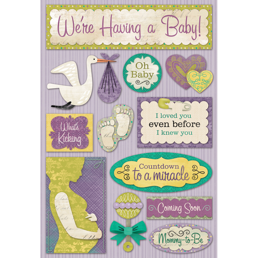 Maternity Baby Shower Cardstock Stickers 5.5"X9" We're Having A Baby ...