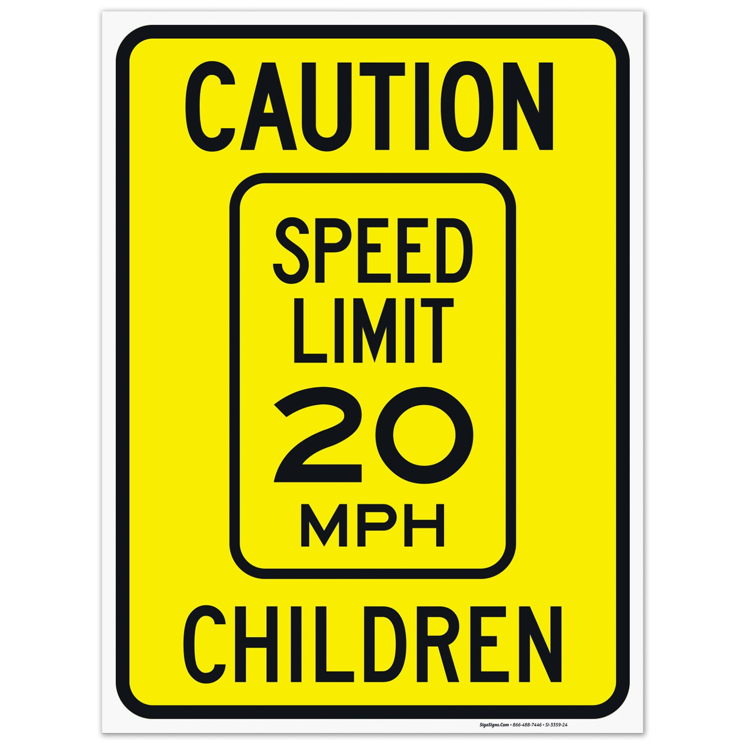 Caution Speed Limit 20 MPH Children Sign, Traffic Sign, 18x24 ...