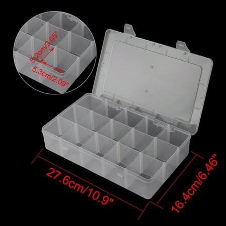 Plastic Grid Storage Box 15 Grids Clear Storage Transparent Container ...