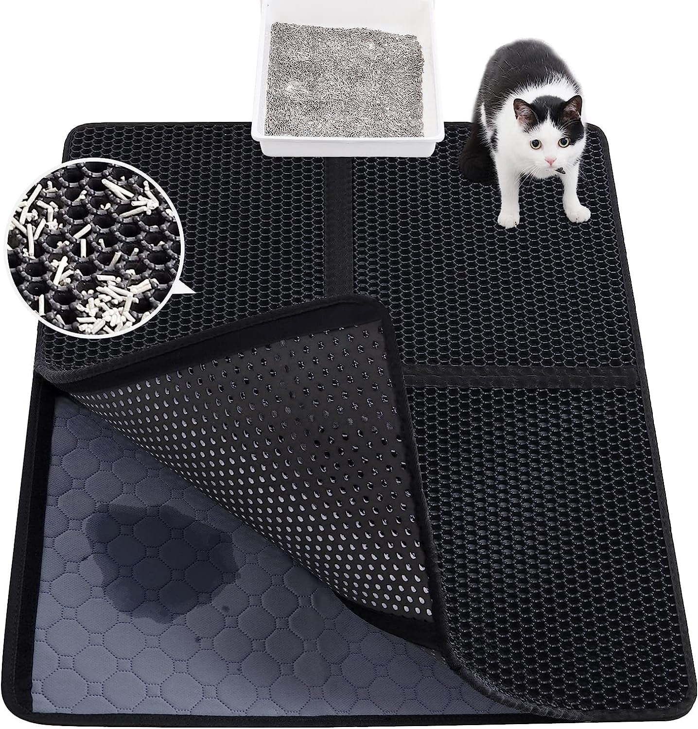 Pet Supply Large Cat Litter Mat 35" x 25" ,Urine-Absorbent Washable ...