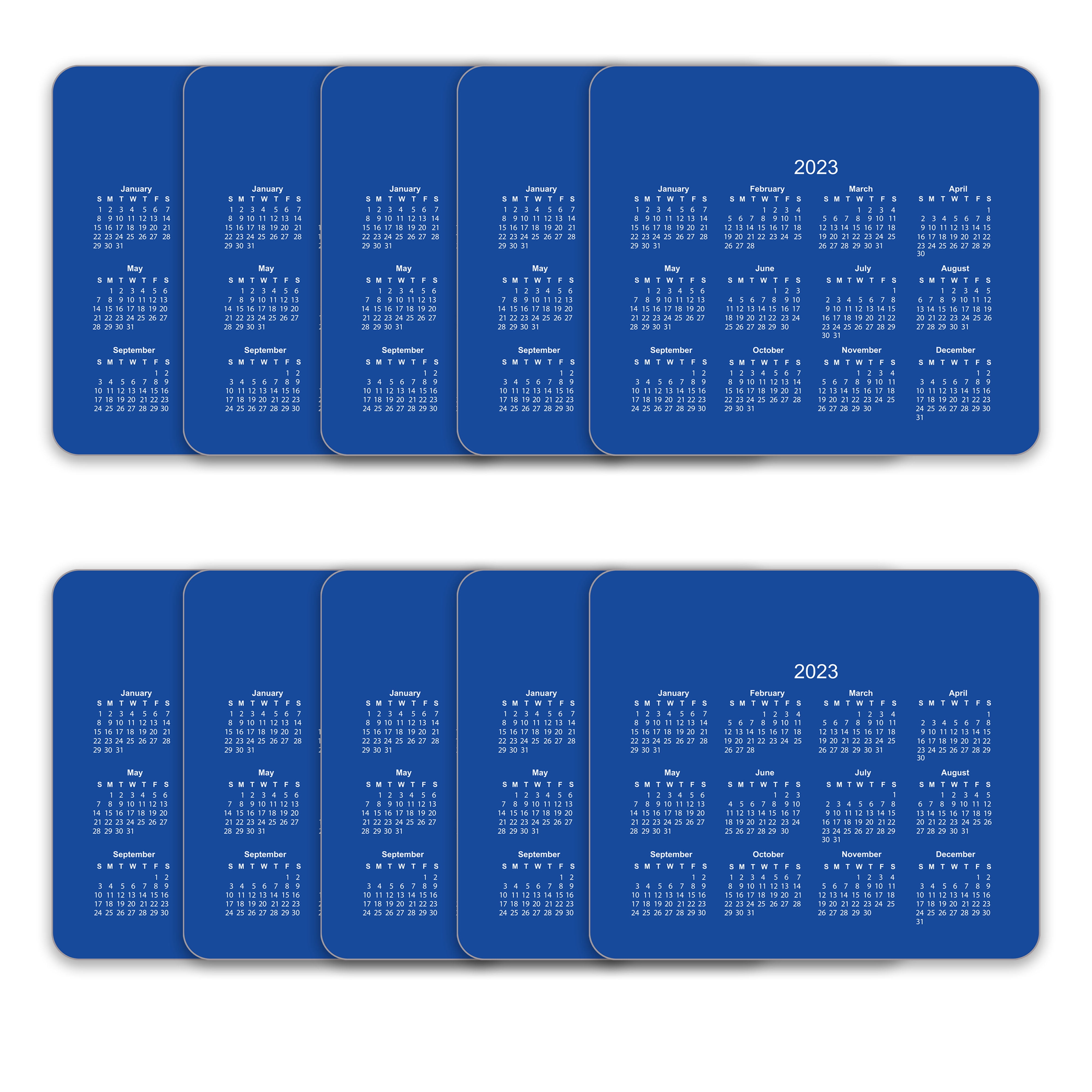 Horizontal Calendar Mouse Pads Set of 10, Bulk Pack - Great Gift for ...