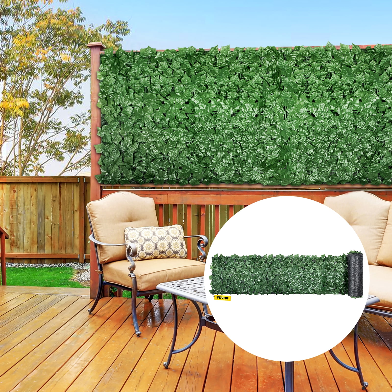 BENTISM Privacy Artificial Fence Screen Faux Ivy Leaf 39"x158" Hedge ...