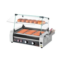 5-Roller Hot Dog Cooker, 12-Capacity Stainless Steel Sausage Grill with ...