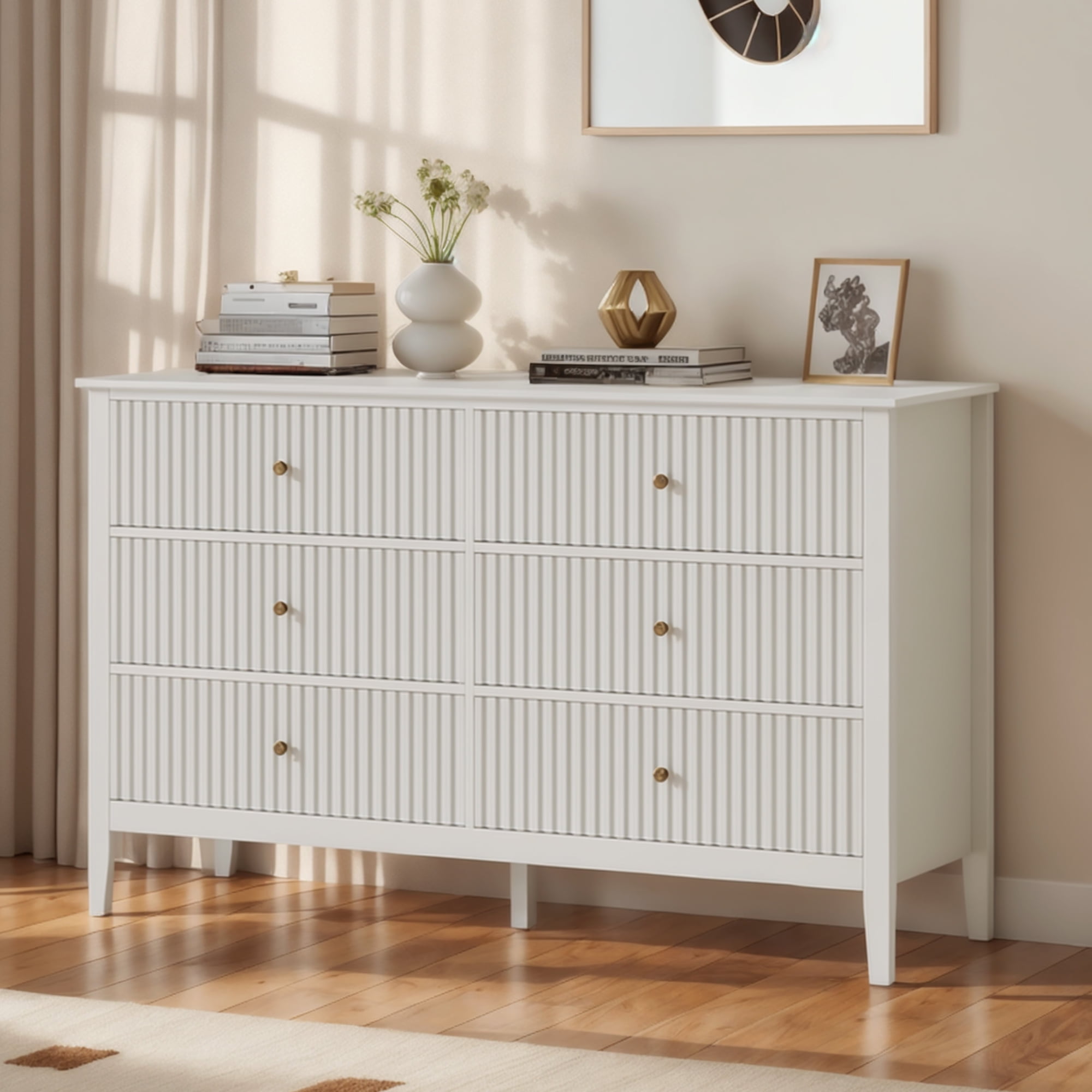 Click here for Royalcraft White Fluted 6 Drawer Dresser For Bedro... prices