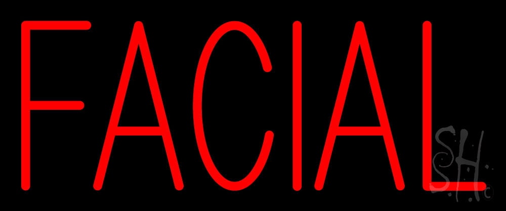 Red Block Facial LED Neon Sign 10 x 24 - inches, Black Square Cut ...