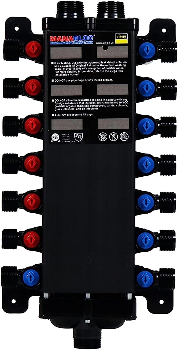 Viega 49610 (14) Port MANABLOC without Port Adapters (6 Hot, 8 Cold ...