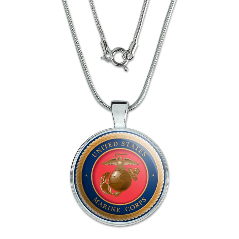 Marine Corps USMC Emblem Officially Licensed 1" Pendant with Sterling ...