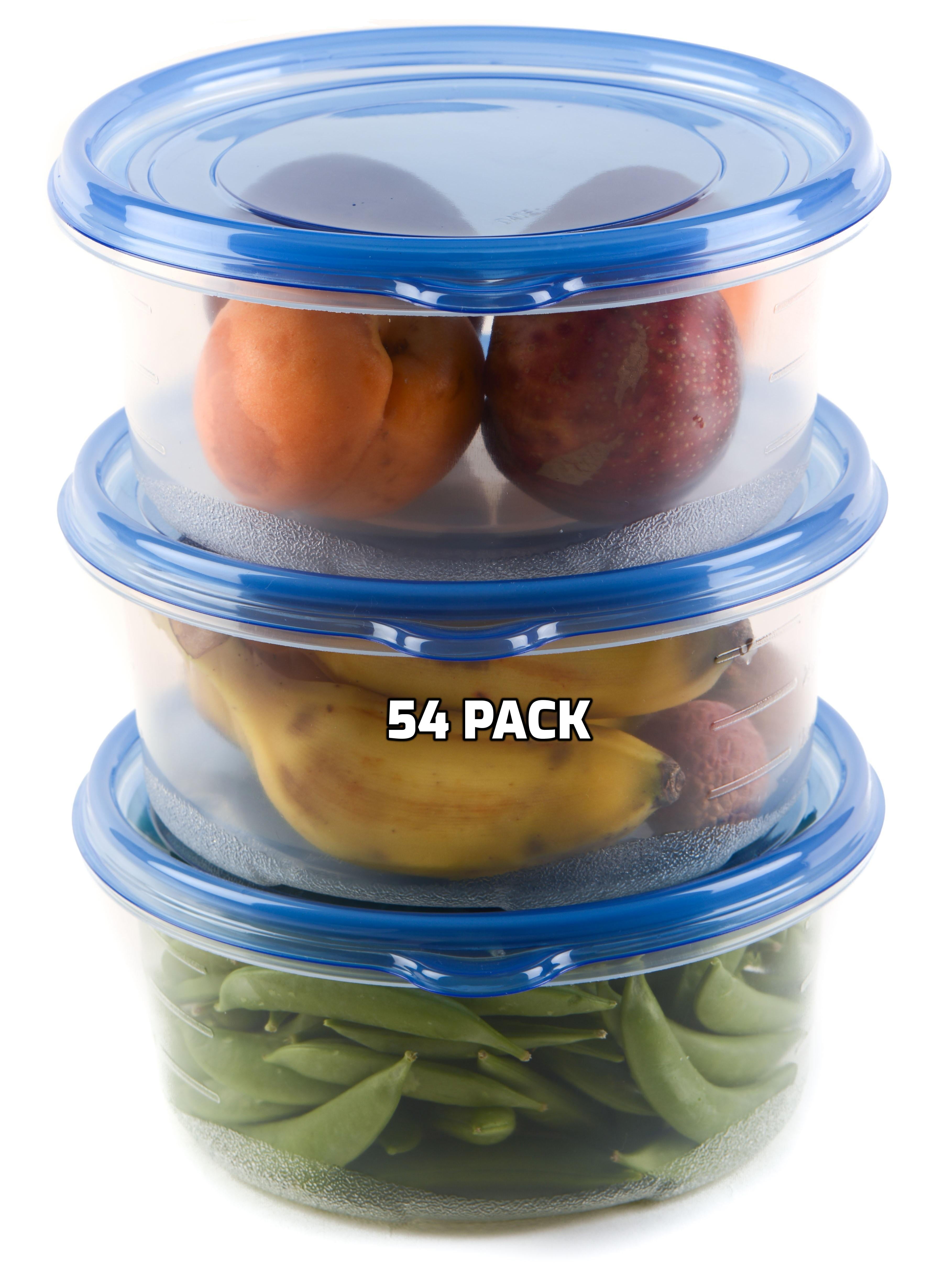 [54 PACK] 48oz Round Plastic Reusable Storage Containers with Snap On ...