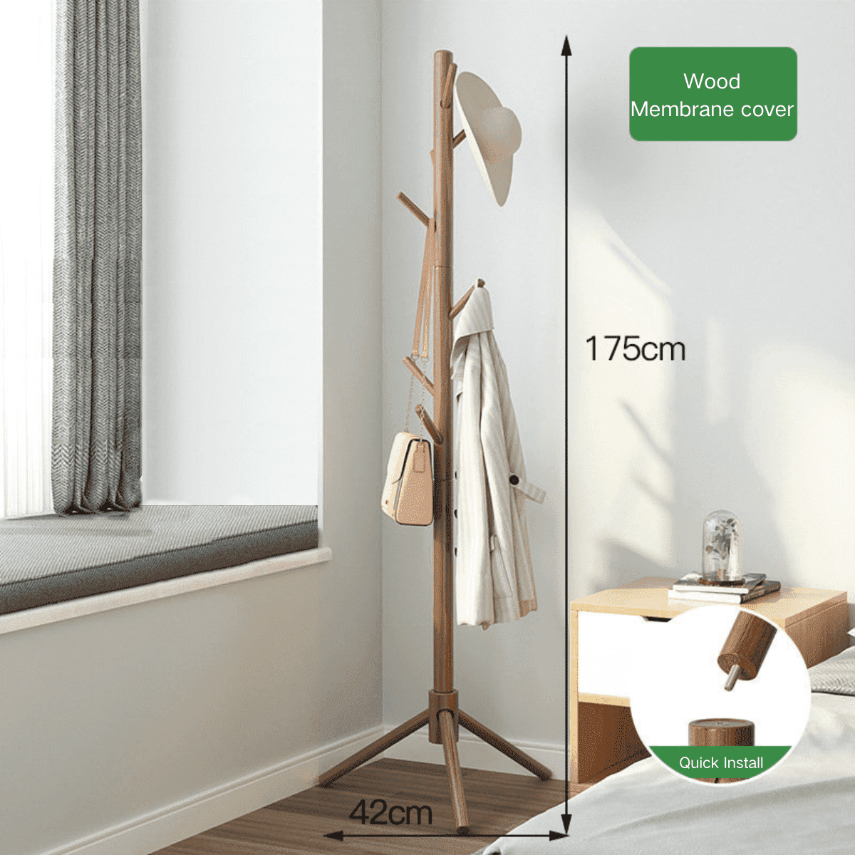 Click here for Jiarui Sturdy Wooden Coat Tree With 8 Hooks  Coat... prices