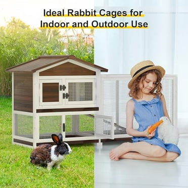 vidaXL Rabbit Hutch 2-Tier Bunny Cage with Pull Out Tray House Solid ...