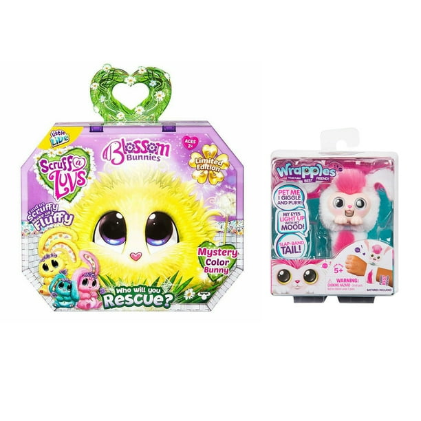 Scruff-a-Luvs Blossom Mystery Bunny Plush Rescue Pet and White Bonnie ...