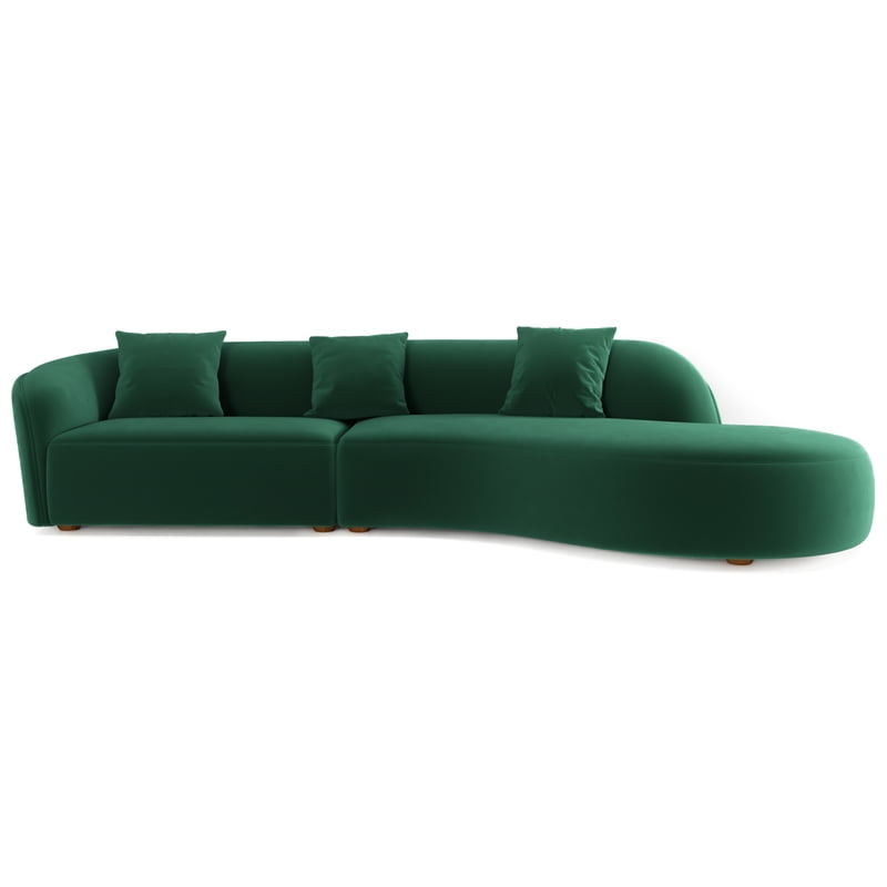 Galler Japandi Style Luxury Modern Velvet Curvy Couch in Green ...