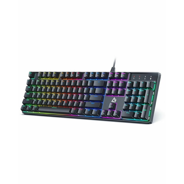 KM-G16 Mechanical Keyboard, RGB 104 Keys Gaming Keyboard with Blue ...
