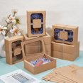 12 Sets Brown Gift Box Cookie Dessert Boxes with Window Bakery Packing ...
