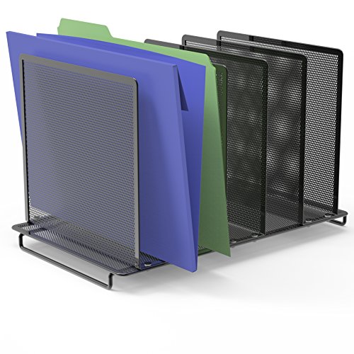 SimpleHouseware Expandable 5 Section Upright File Sorter Organizer ...