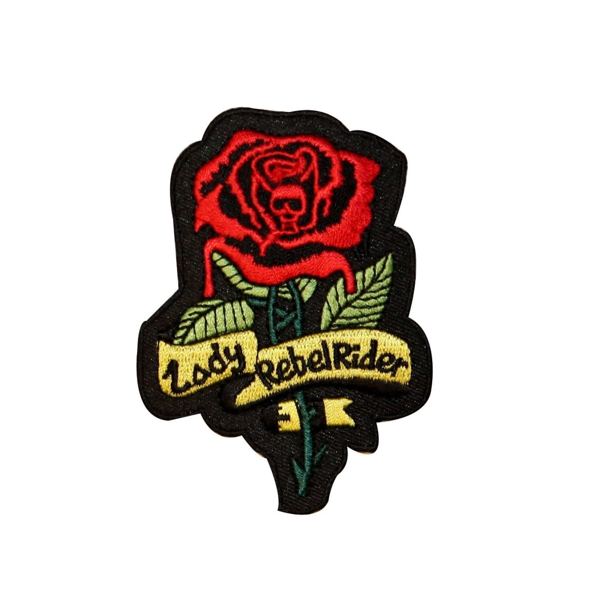 Lady Rebel Rider Patch Red Rose Biker Motorcycle Embroidered Iron On ...