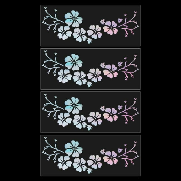 4 Sheets Hibiscus Flower Car Sticker Silvery White Hawaiian Stickers ...