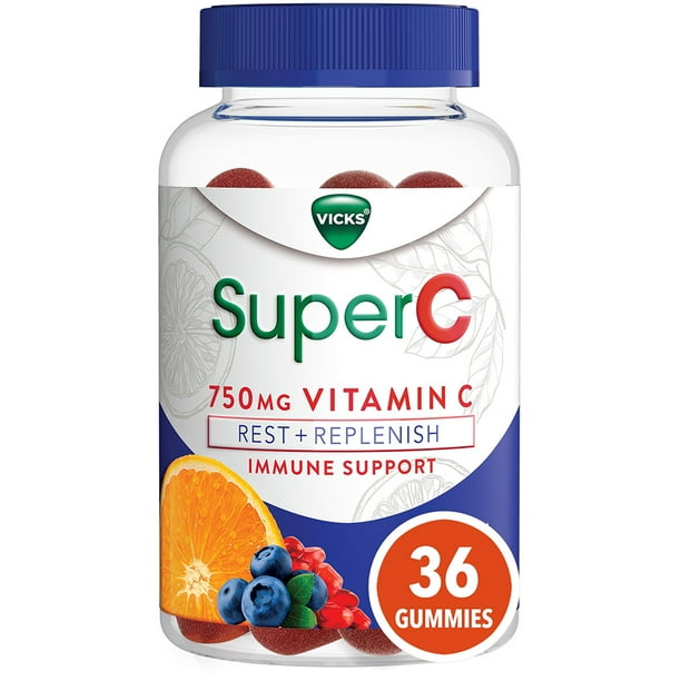 Vicks Super C 750mg Vitamin C Rest + Replenish Gummies - 36 ct ...